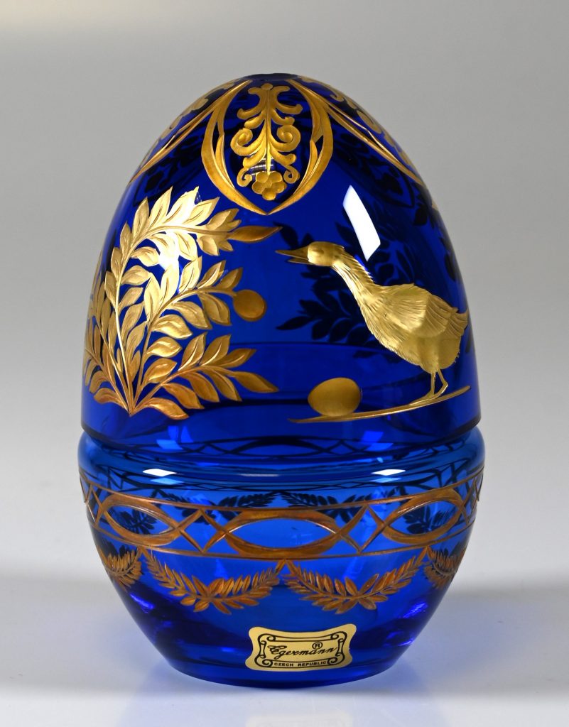 Dose blau- gold - Weber Bohemia Glass